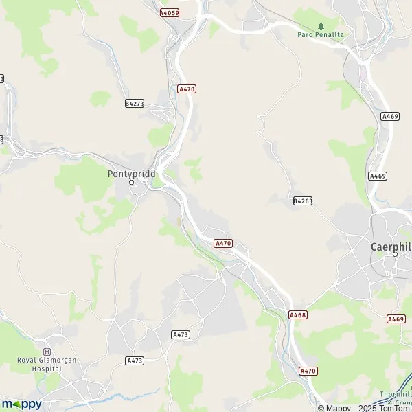 Map Pontypridd: map of Pontypridd (CF37 1) and practical information