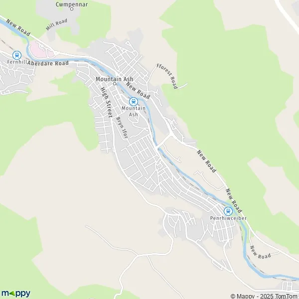 Map Mountain Ash: map of Mountain Ash (CF45 3) and practical information
