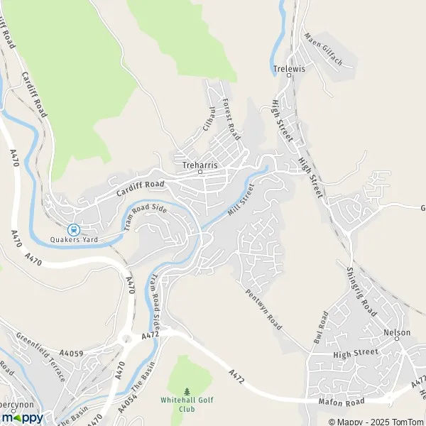 Map Treharris: map of Treharris (CF46 5) and practical information