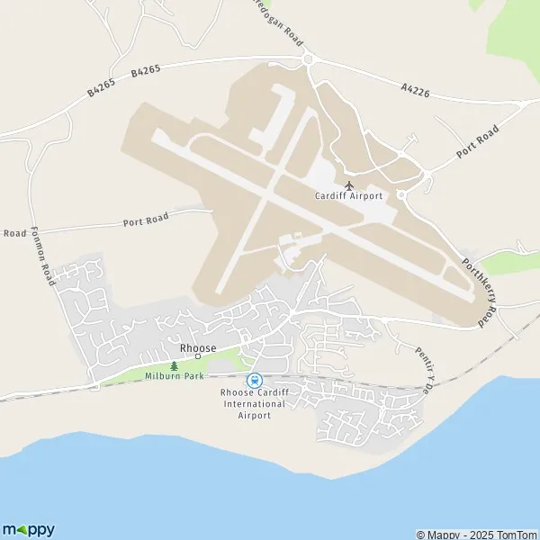 Map Rhoose: map of Rhoose (CF62 3) and practical information