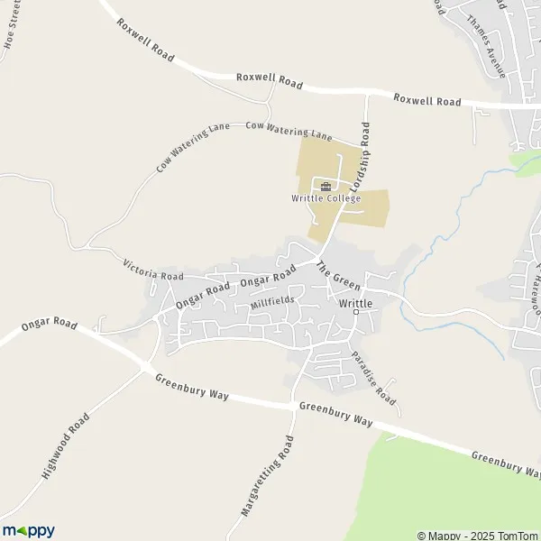 Map Writtle: map of Writtle (CM1 3) and practical information