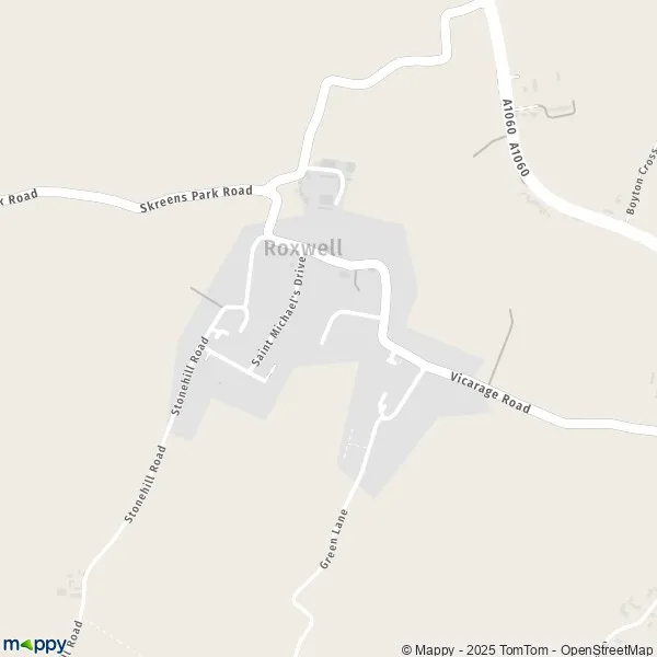 Map Roxwell: map of Roxwell (CM1 4) and practical information