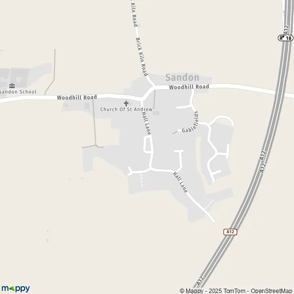 Map Sandon: map of Sandon (CM2 7) and practical information