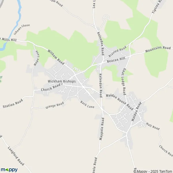 Map Wickham Bishops: map of Wickham Bishops (CM8 3) and practical ...