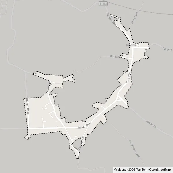 Map Bradfield: map of Bradfield (CO11 2) and practical information