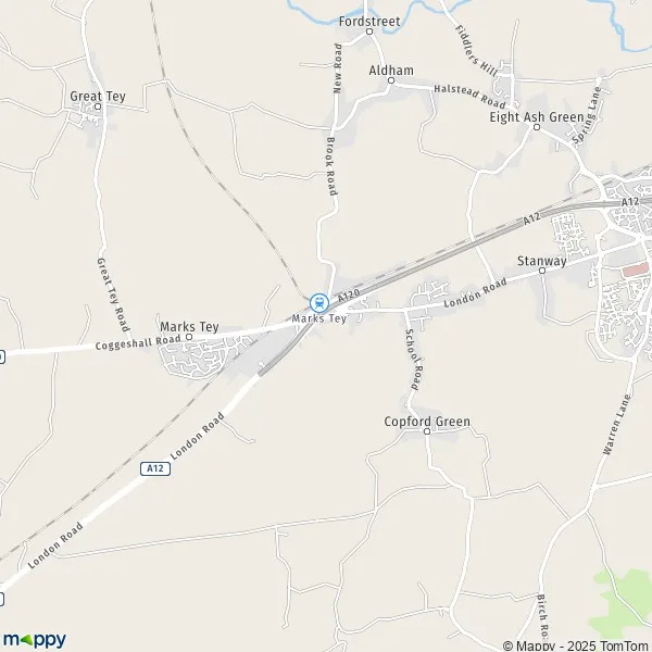 Map Marks Tey: map of Marks Tey (CO6 1) and practical information