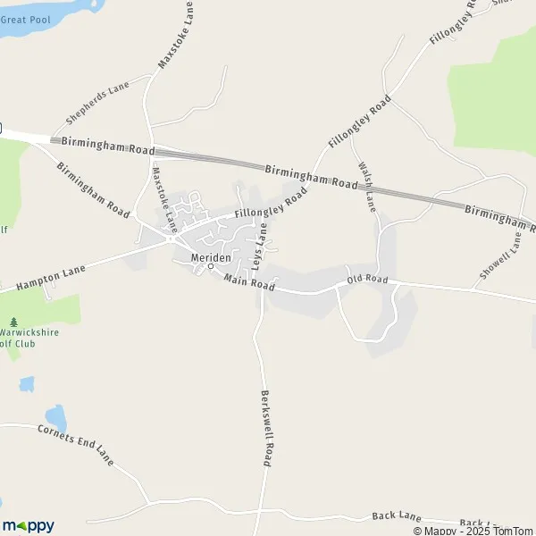 Map Meriden: map of Meriden (CV7 7) and practical information