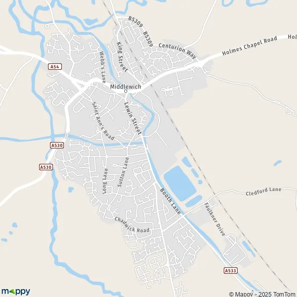 Map Middlewich: map of Middlewich (CW10 9) and practical information