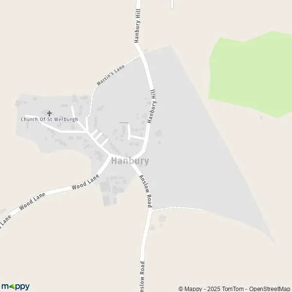 Map Hanbury: map of Hanbury (DE13 8) and practical information