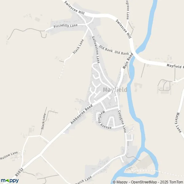 Map Mayfield: map of Mayfield (DE6 2) and practical information