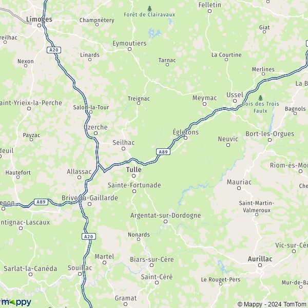 Map of Corrèze : map of Corrèze and practical information - Mappy
