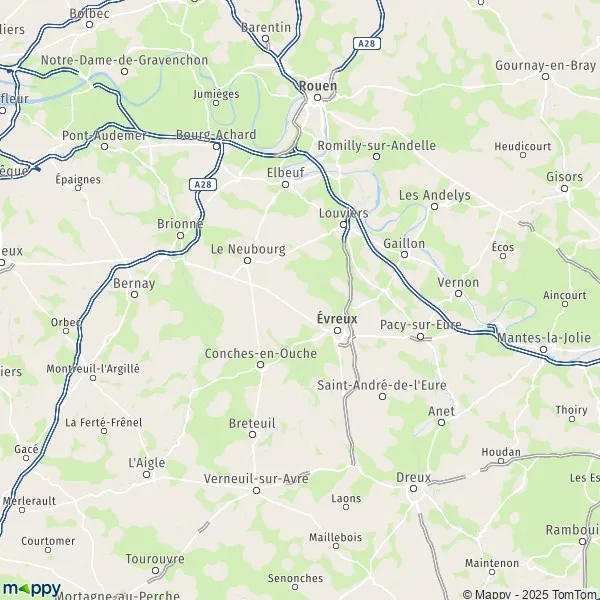 Map of Eure : map of Eure and practical information - Mappy