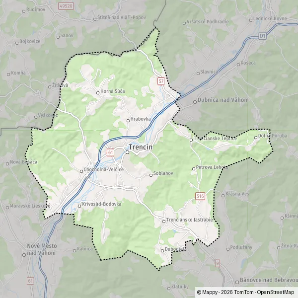 Map of Trenčín : map of Trenčín and practical information - Mappy