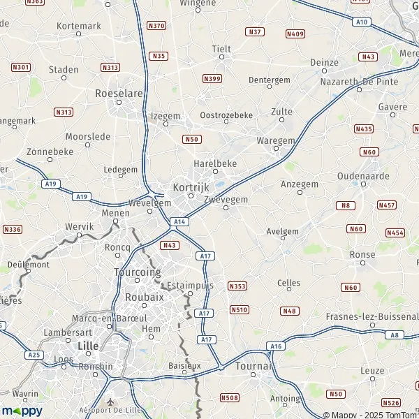 Map of Courtrai : map of Courtrai and practical information - Mappy