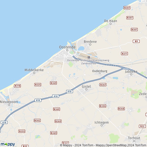 Map of Ostend : map of Ostend and practical information - Mappy