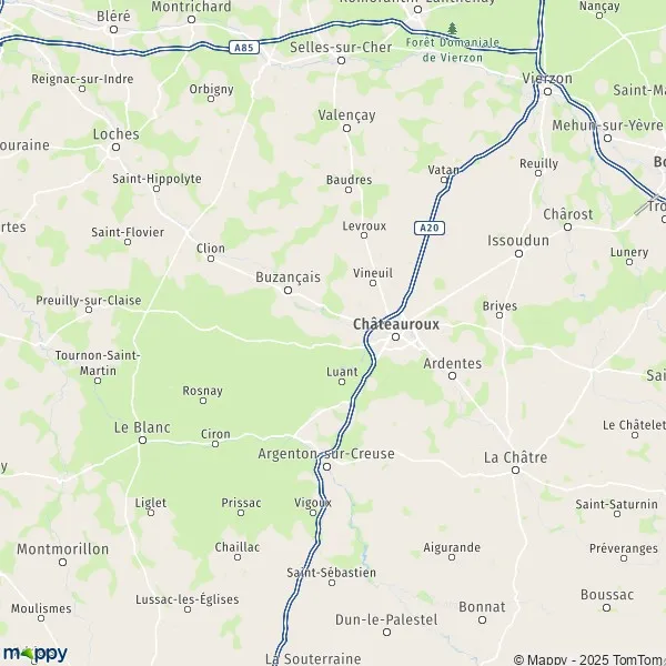 Map of Indre : map of Indre and practical information - Mappy