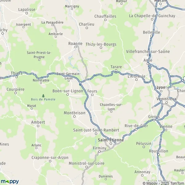 Map of Loire : map of Loire and practical information - Mappy