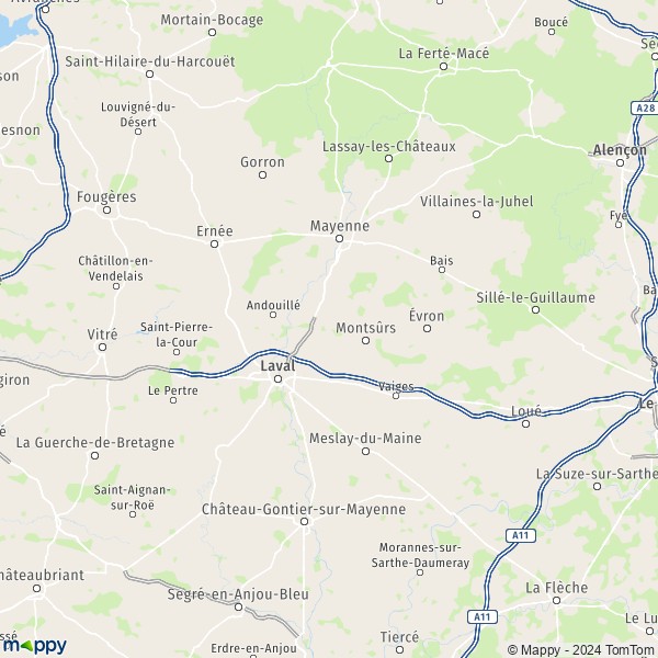 Map of Mayenne : map of Mayenne and practical information - Mappy