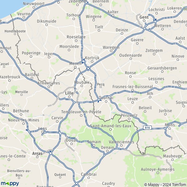 Map of Tournai-Mouscron : map of Tournai-Mouscron and practical ...