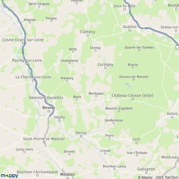 Map of Nièvre : map of Nièvre and practical information - Mappy