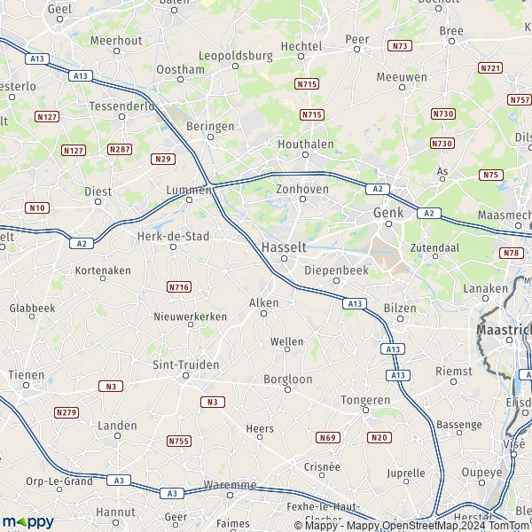 Map of Hasselt : map of Hasselt and practical information - Mappy