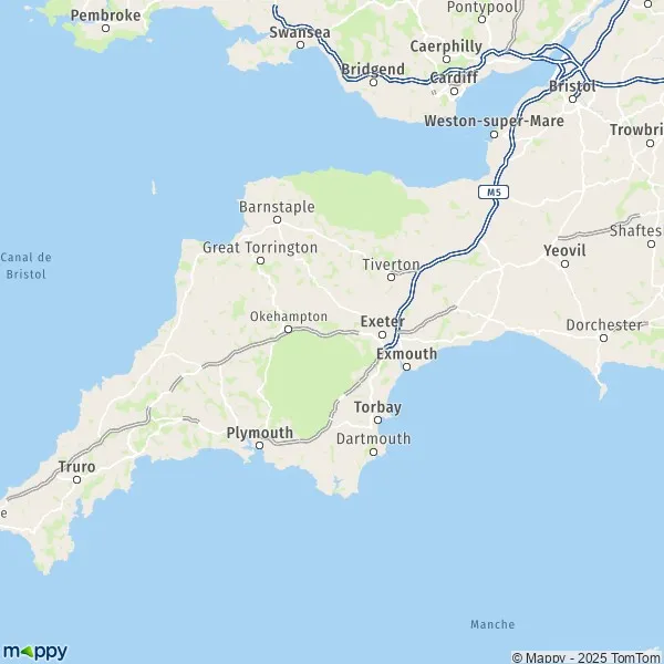Map of Devon : map of Devon and practical information - Mappy