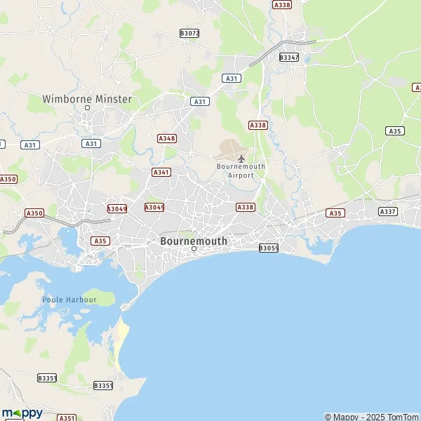 Map of Bournemouth, Christchurch and Poole : map of Bournemouth ...