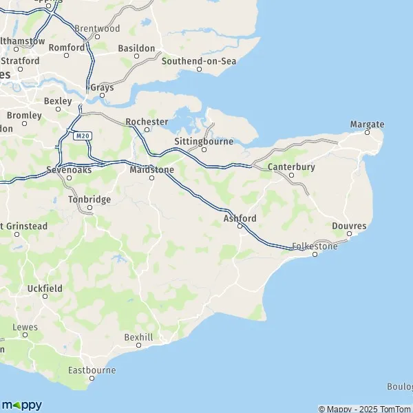 Map of Kent : map of Kent and practical information - Mappy