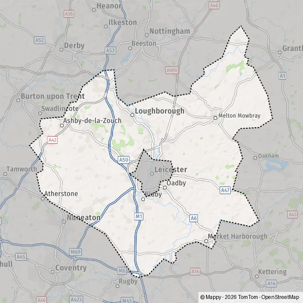 Map of Leicestershire : map of Leicestershire and practical information ...