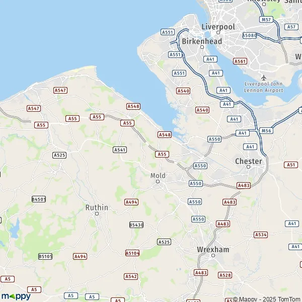 Map of Flintshire : map of Flintshire and practical information - Mappy