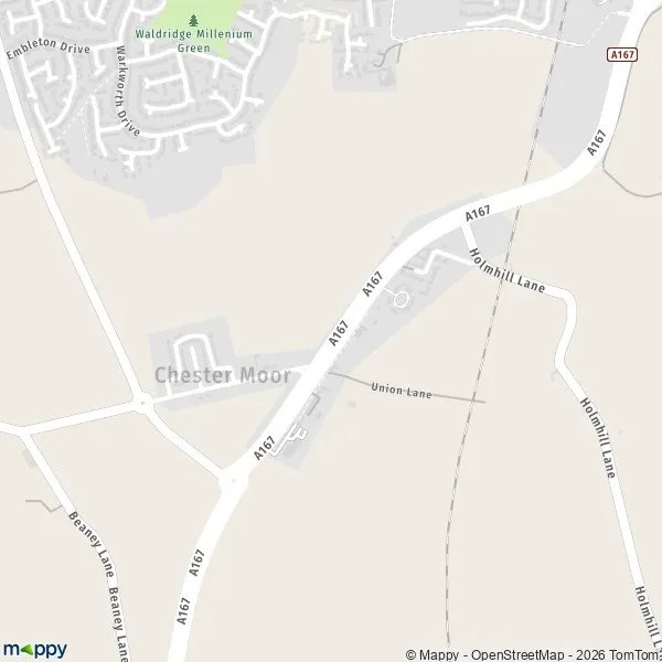 Map Chester Moor: map of Chester Moor (DH2 3) and practical information