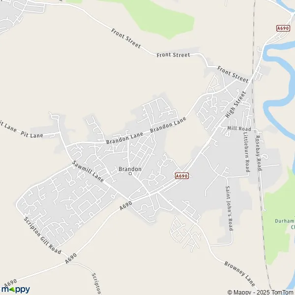 Map Brandon: map of Brandon (DH7 8) and practical information