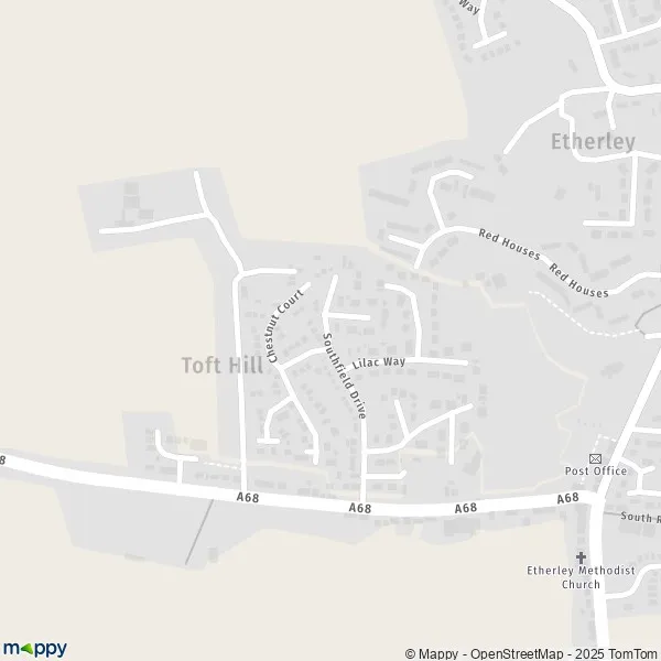 Map Toft Hill: map of Toft Hill (DL14 0) and practical information