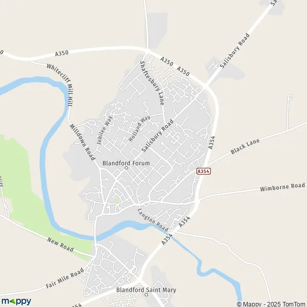 Map Blandford Forum: map of Blandford Forum (DT11 7) and practical ...