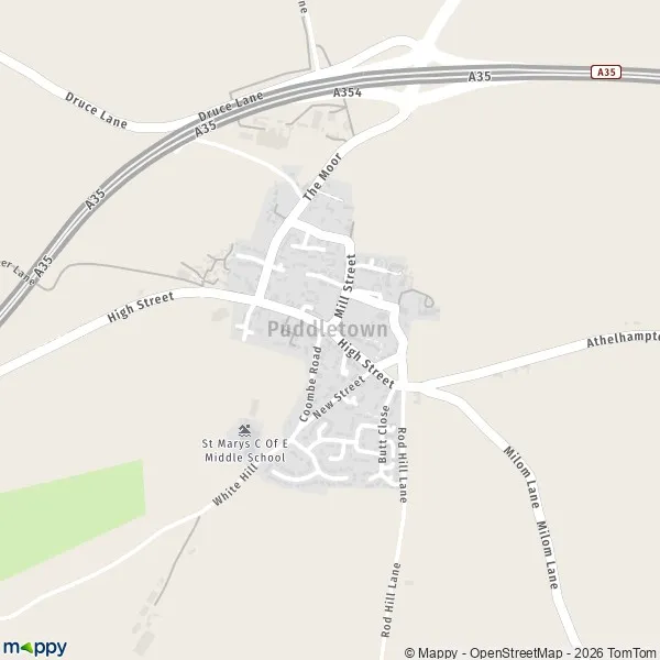 Map Puddletown: map of Puddletown (DT2 8) and practical information