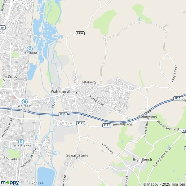 Map Waltham Abbey: map of Waltham Abbey (EN9 1) and practical information