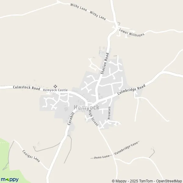 Map Hemyock: map of Hemyock (EX15 3) and practical information