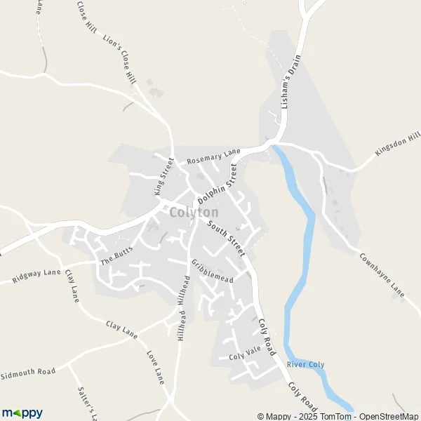 Map Colyton: map of Colyton (EX24 6) and practical information