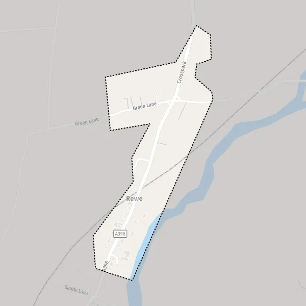 Map Rewe: map of Rewe (EX5 4) and practical information