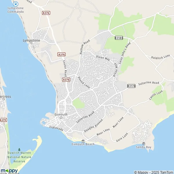 Map Exmouth: map of Exmouth (EX8 1) and practical information