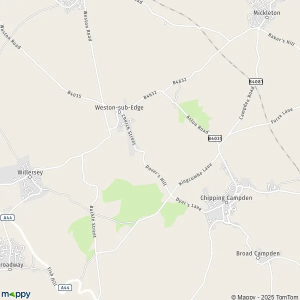 Map Weston-sub-Edge: map of Weston-sub-Edge (GL55 6) and practical ...