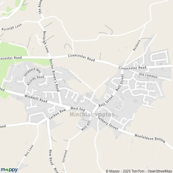 Map Minchinhampton: map of Minchinhampton (GL6 9) and practical information
