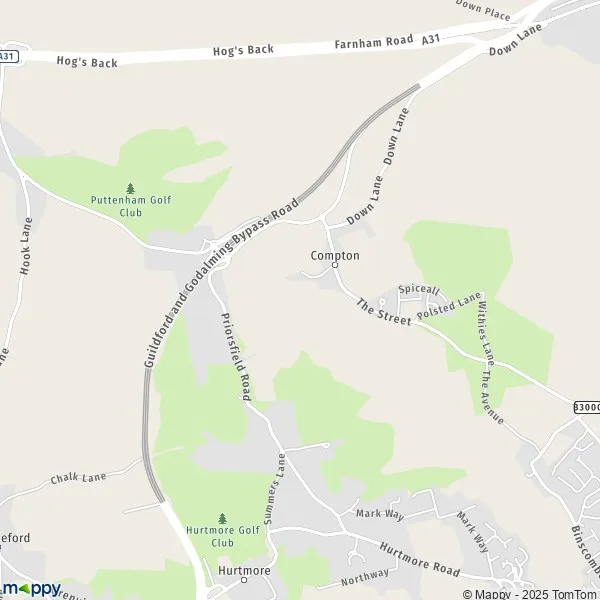 Map Compton: map of Compton (GU3 1) and practical information