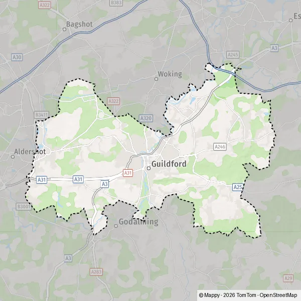 Map Guildford: map of Guildford (GU5 9) and practical information