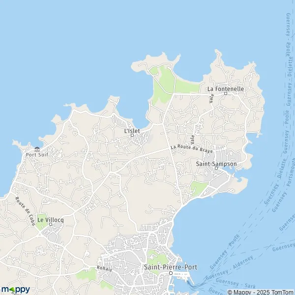 Map Vale: map of Vale (GY1 2) and practical information