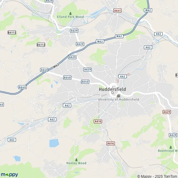 Map Huddersfield: map of Huddersfield (HD1 2) and practical information