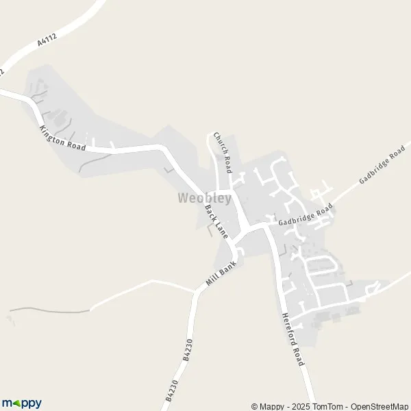 Map Weobley: map of Weobley (HR4 8) and practical information