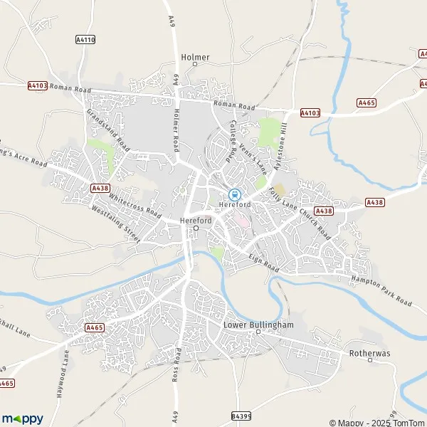 Map Hereford: map of Hereford (HR4 9) and practical information