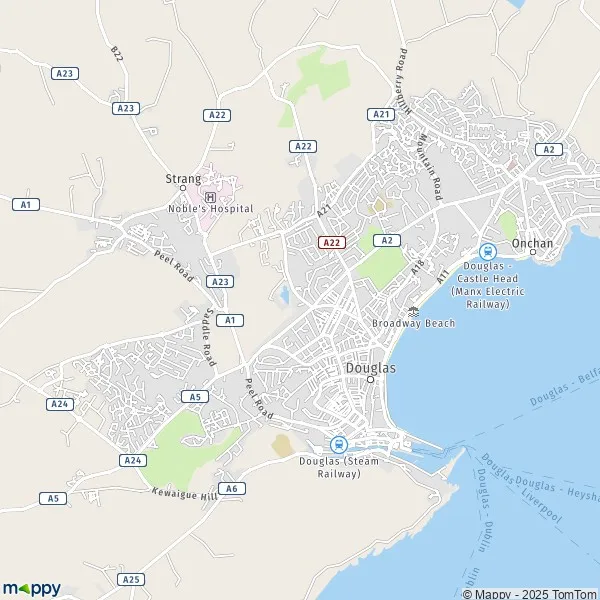 Map Douglas: map of Douglas (IM1 1) and practical information