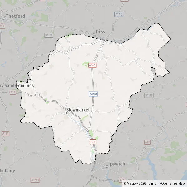 Map Mid Suffolk: map of Mid Suffolk (IP14 1) and practical information